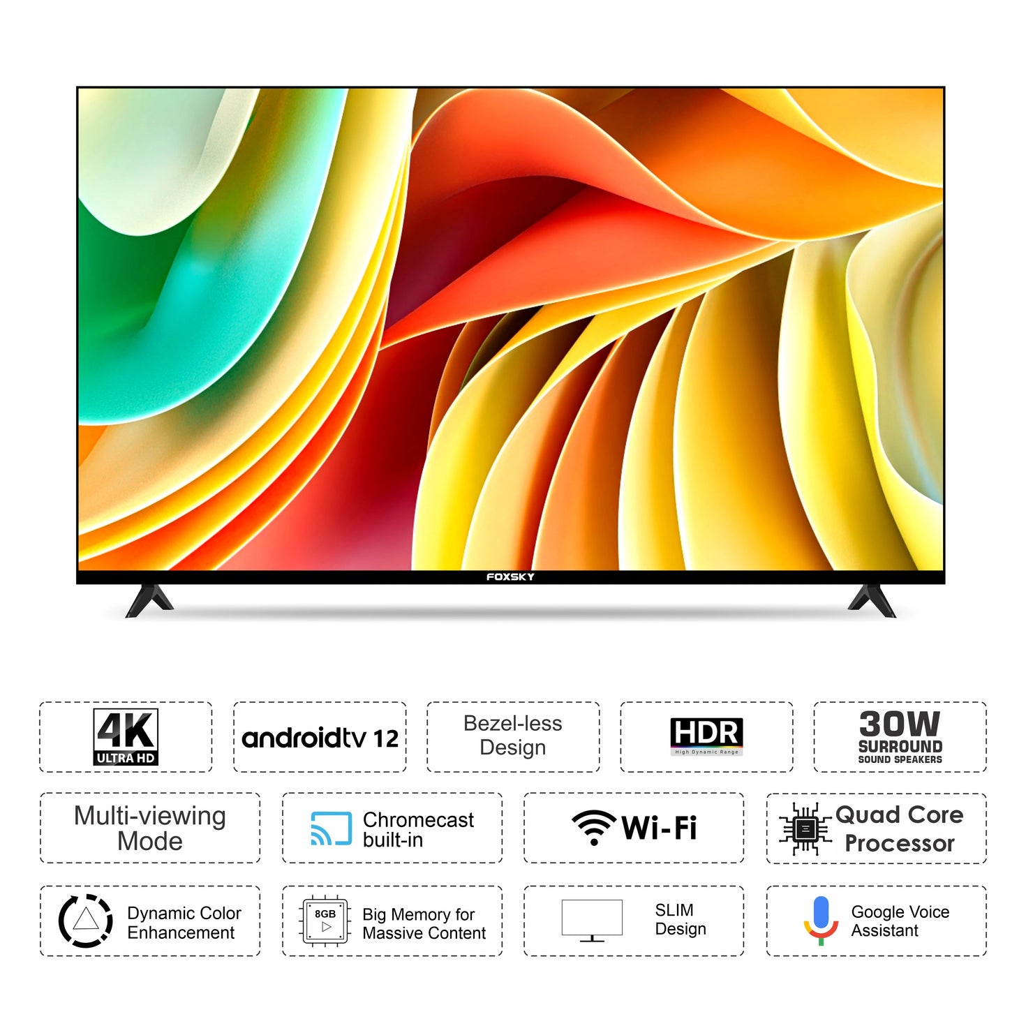 Foxsky 139.7 cm (55 inches) 4K Ultra HD Smart LED TV 55FS-VS (Frameles ...