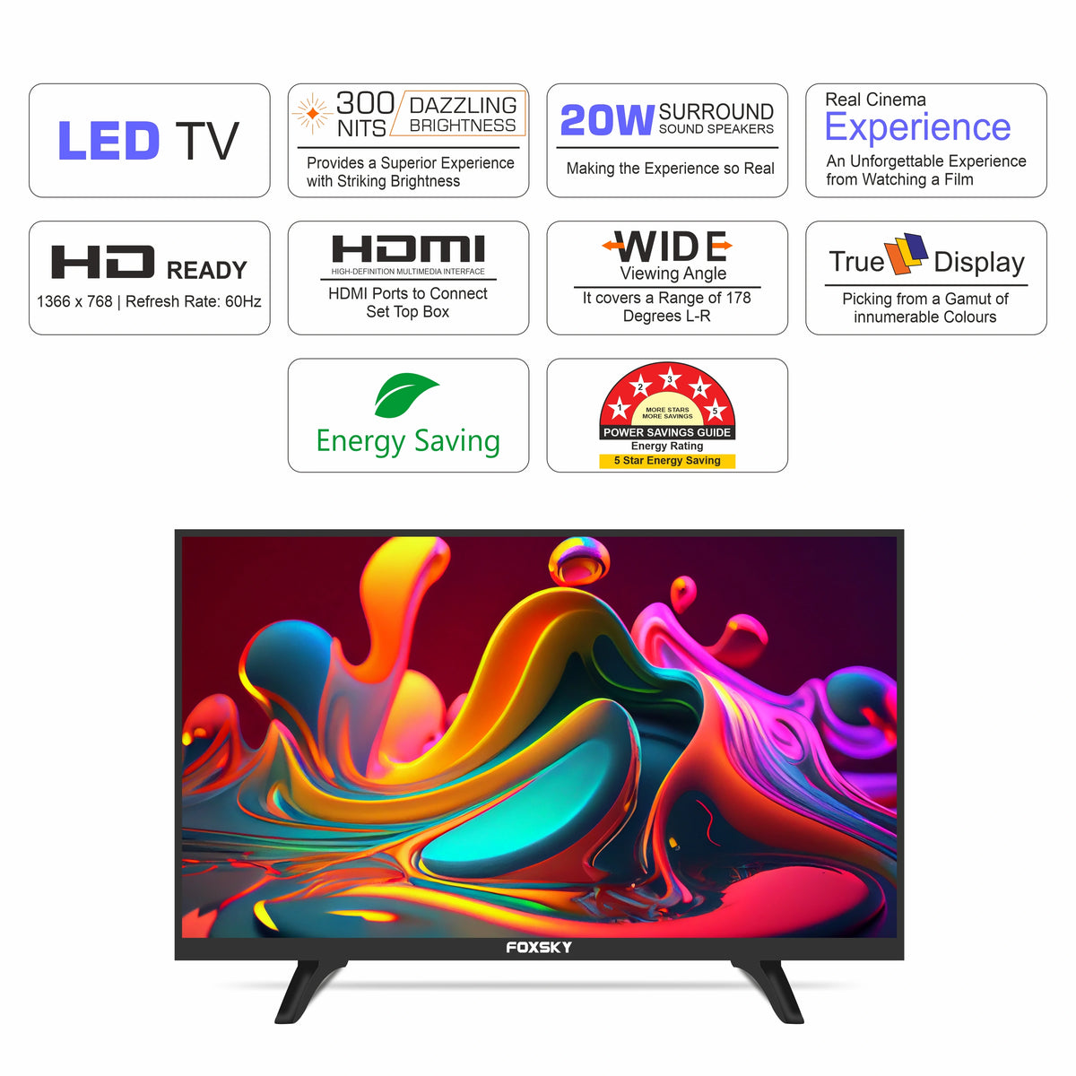 Foxsky 60.96 cm (24 inch) HD Ready LED TV 24FSN With A+ Grade Panel (s ...